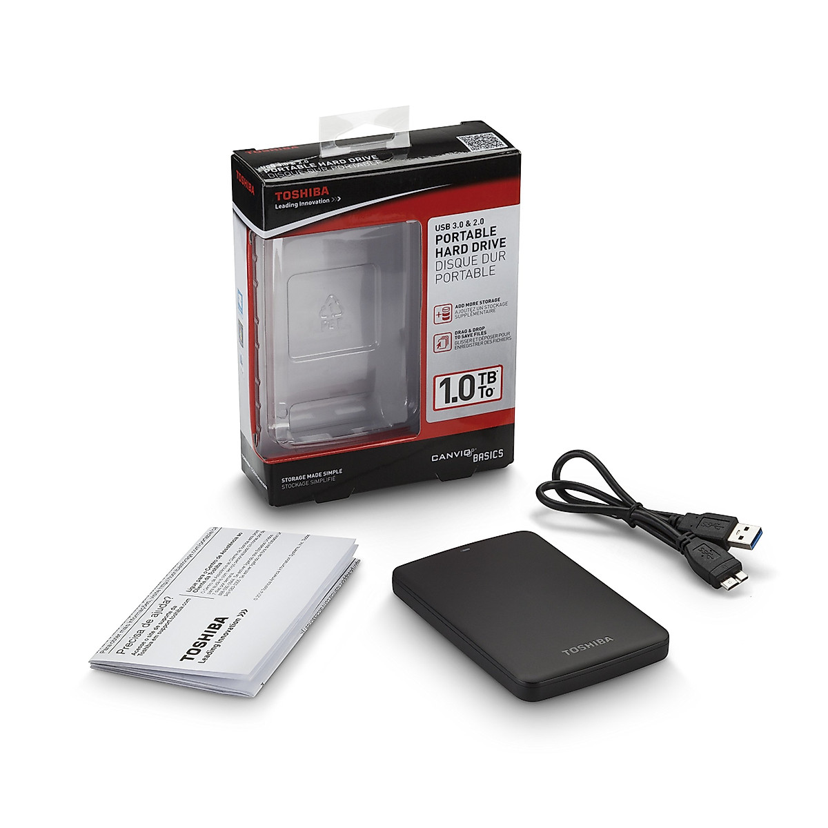 Toshiba Canvio Basics 500GB Portable Hard Drive- Black (HDTB305XK3AA)