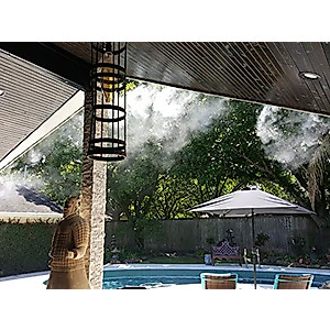 Patio Misting Kit - Pre- Assembled Misting System - Cools temperatures by up to 30 degrees - Brass/Stainless Steel Mist Nozzles - For Patio, Pool and Play areas (36 ft - 8 Nozzles)