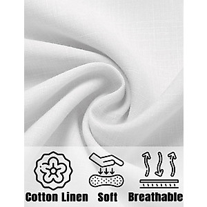 COOFANDY Men's Summer Linen Shirt - Short Sleeve, Casual Button Down, Beach Wedding - White