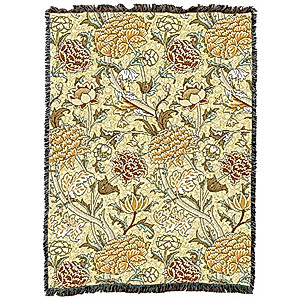 Pure Country Weavers William Morris Cray Butterscotch Blanket - Arts & Crafts - Gift Tapestry Throw Woven from Cotton - Made in The USA (72x54)