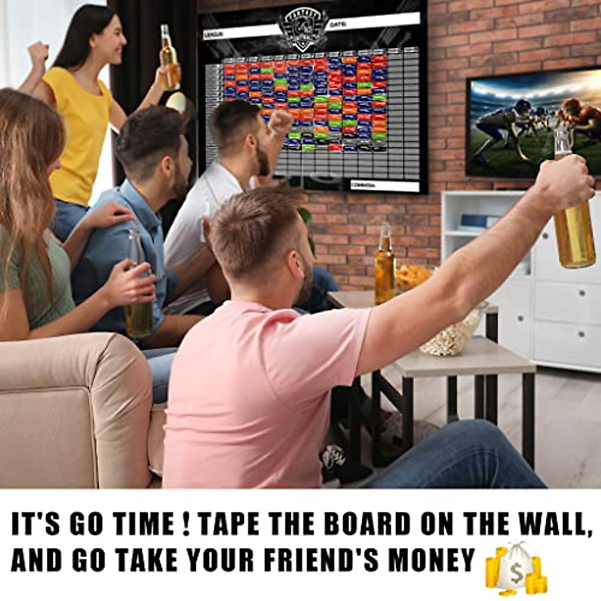 Fantasy Football Draft Board 2023 Kit - 6 Feet x 4 Feet / 5 Feet x 3 Feet Board with 14 Teams 20 Rounds & 650+ Player Sticker Labels