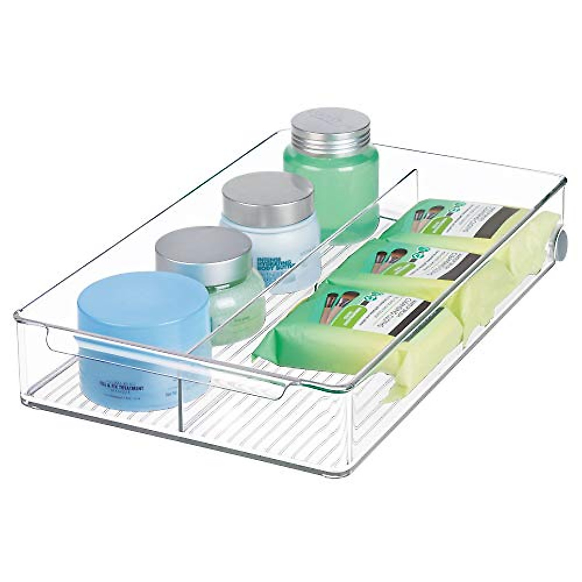 iDesign Linus BPA-Free Plastic Divided Rolling Organizer Bin with Handle, 16.65" x 10.16" x 2.75"