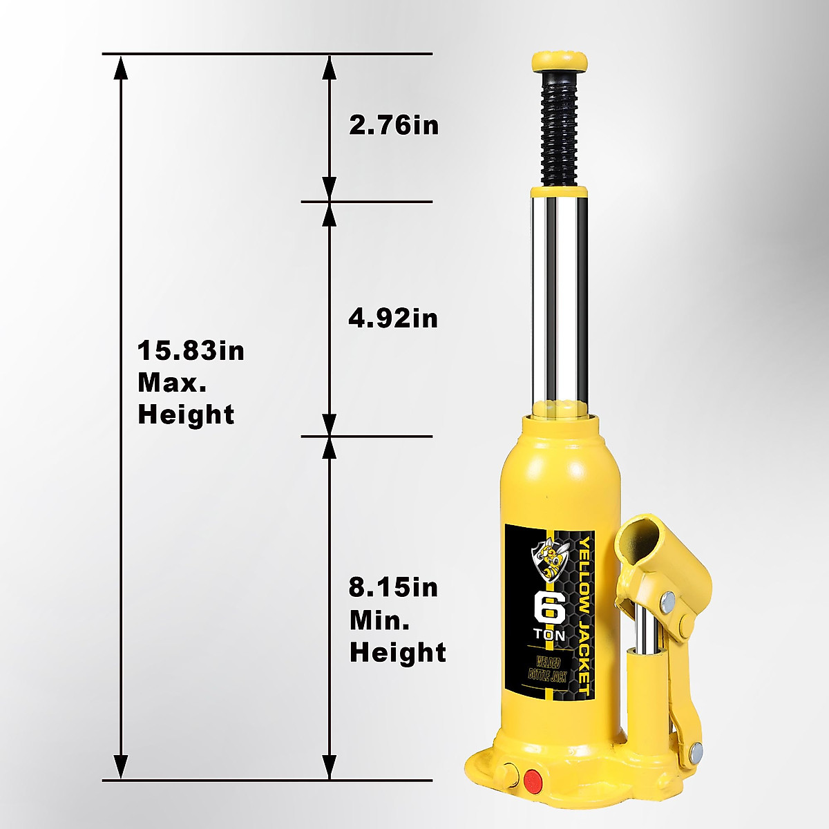 YELLOW JACKET 6 Ton Muti-Directional Welded Bottle Jack(12,000lb) for Car, Pickup, Truck, RV, Auto Repair