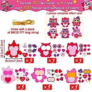 chiazllta 30 PCS Valentine's Day Craft Kits DIY Owl Craft for Kids Valentine's Heart Craft Make Your Own Owl Bulk Set for Home Classroom Game Activities