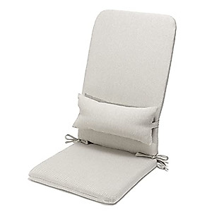 Klear Vu Rumba Adirondack Outdoor Chair Cushion with Ties for Patio Furniture, Water-Repellant and UV Resistant, Premium Fabric, Back Pillow and Headrest, 20"x20", 3 Piece Set, Beige