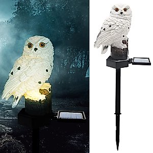OriginalSourcing Solar Garden Lights Garden Statues LED Owl Solar Lights Waterproof Owl Lamp Outdoors for Garden Decor (White)