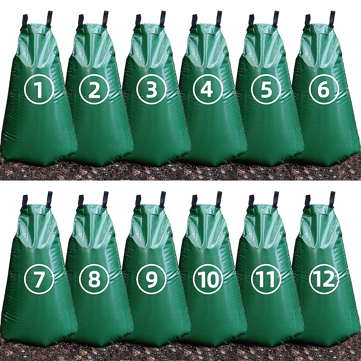 12 Pack 20 Gallon Tree Watering Bags, Reusable, Heavy Duty, Slow Release Water Bags for Trees, Premium PVC Tree Drip Irrigation Bags