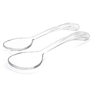 Srenta Clear Acrylic 2-in-1 Arc Salad Serving Tongs | BPA Free Plastic | Modern Salad Servers | Perfect Kitchen Tool For Catering, Buffet, Parties, Events, 2 Pcs