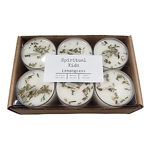 Lemongrass All Natural Soy Wax Tealights 12ct Hand Poured with Fragrant/Essential Oils and Dried Lavender