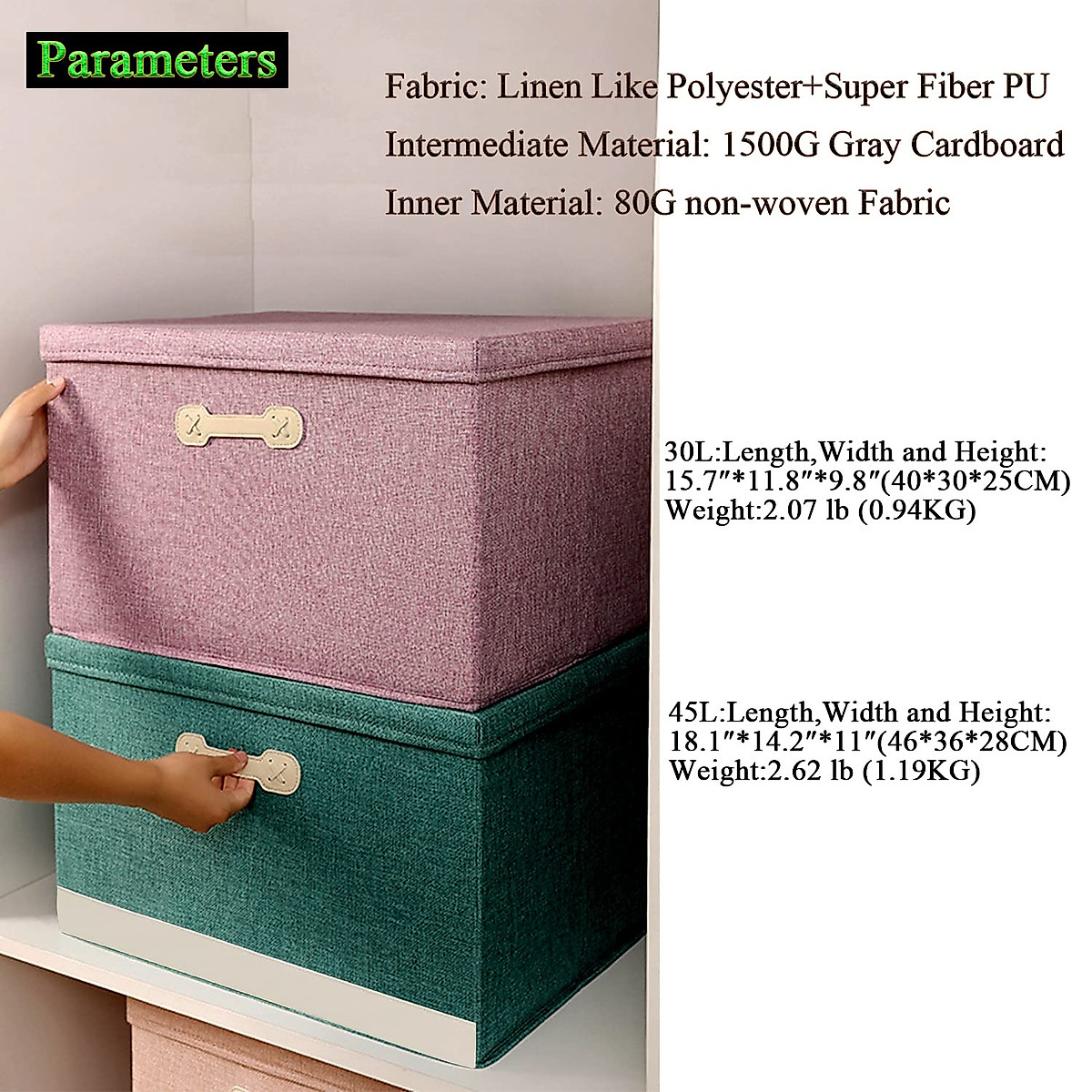 GUO FENG DIAO ® A++with Lids Fabric Foldable Storage Bins Organizer Containers Baskets with Lid for Home Bedroom Closet Office