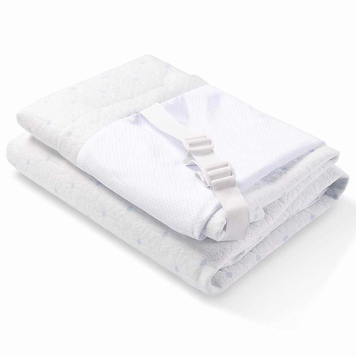 Ferlizer 4 Inch Full Mattress Topper Protector Cover, Oeko-Tex Certified, Bamboo Zippered Cover for Mattress Topper, Adjustable Straps & Anti-Slip Silicone Bottom, Removable & Washable - Cover Only