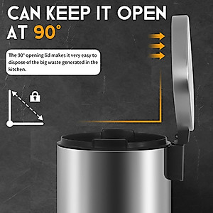 BLKMTY Trash Can Bathroom Trash Bin with Lid Waste Bin 6 L/1.6 Gallon Stainless Steel Garbage Can Round Portable Garbage Bin for Bathroom Office Bedroom Rubbish Bin Step-Open, Silver (2 Pack)