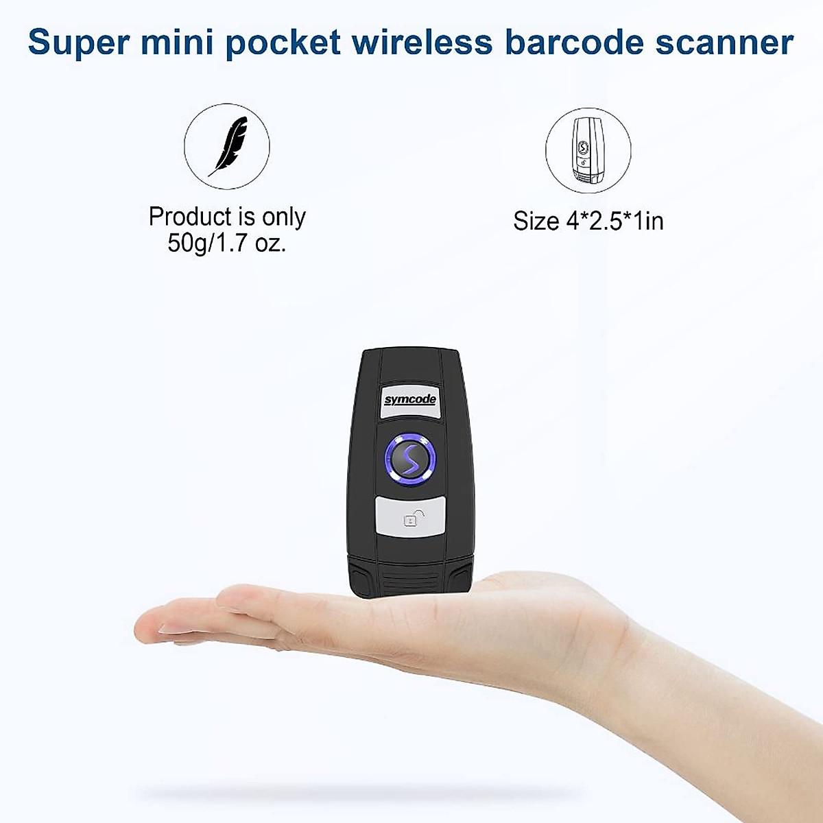 Mini 1D Bluetooth Barcode Scanner Wireless Bar Code Scanner 3-in-1 Bluetooth/USB Wired/2.4G Wireless Barcode Reader laser Code Scanner for Inventory Code Image Reader for Tablet iPhone iPad Android PC