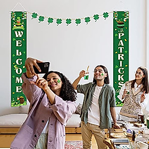 Epessa St Patricks Porch Sign, Irish Hanging Banner, Lucky Banner Decor, Happy St. Patrick's Day Porch for Home Wall Door Tree Classroom Office
