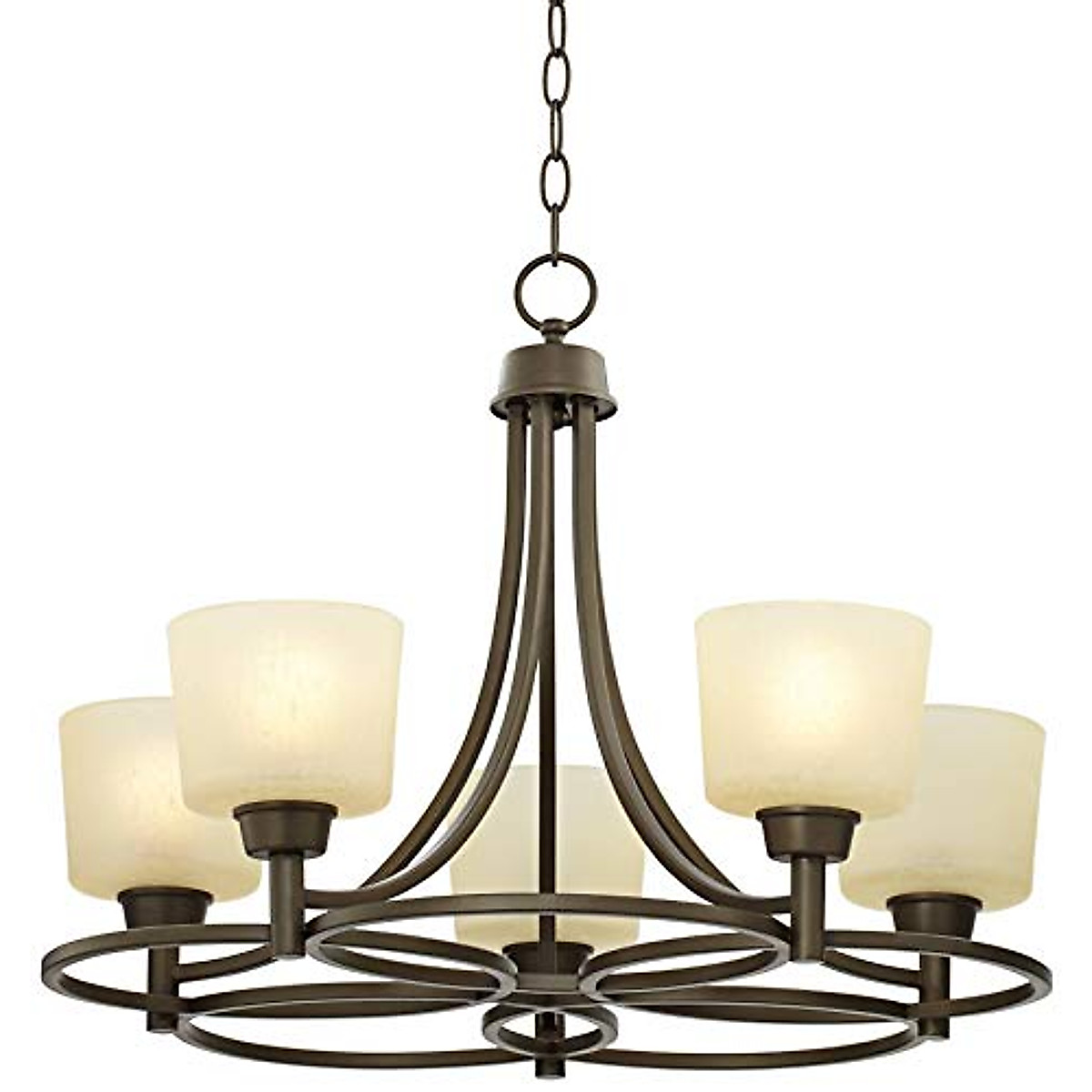 Regency Hill Whitfield Oil Rubbed Bronze Chandelier Lighting 23" Wide Farmhouse Rustic Glass Shades 5-Light Fixture for Dining Room Living House Home Foyer Kitchen Island Entryway Bedroom
