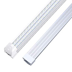LED Shop Light Fixture, 8FT, 120W 14400LM 6000K, Cold White, V Shape, Clear Cover, High Output, Linkable Shop Lights, T8 LED Tube Lights, LED Shop Lights for Garage Warehouse 8 Foot (25-Pack)