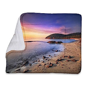 Orange Violet Self Heating Cat Pad Self Warming Cat Bed Beach Famous Mediterranean Sunset Ultra Soft Warm Plush Puprug Puppy Bed Cushion Ocean Decor 14" x 18"