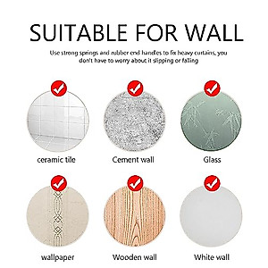 Alipis Free Punching Telescopic Pole Bathroom Shower Curtain Rod Clothes Drying Rod Retractable Clothes Rail Shower Curtain Rods Spring Tension For Closet,Curtain(Black)