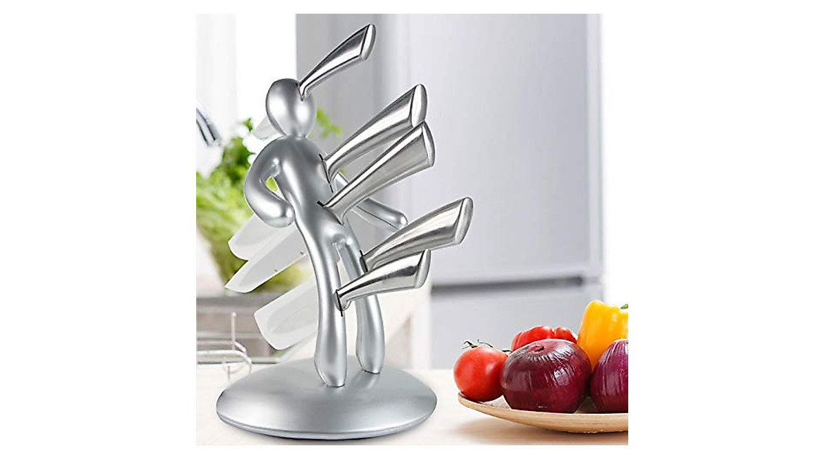 Unique Kitchen Knife Set with Block - 5 Stainless Steel Knives