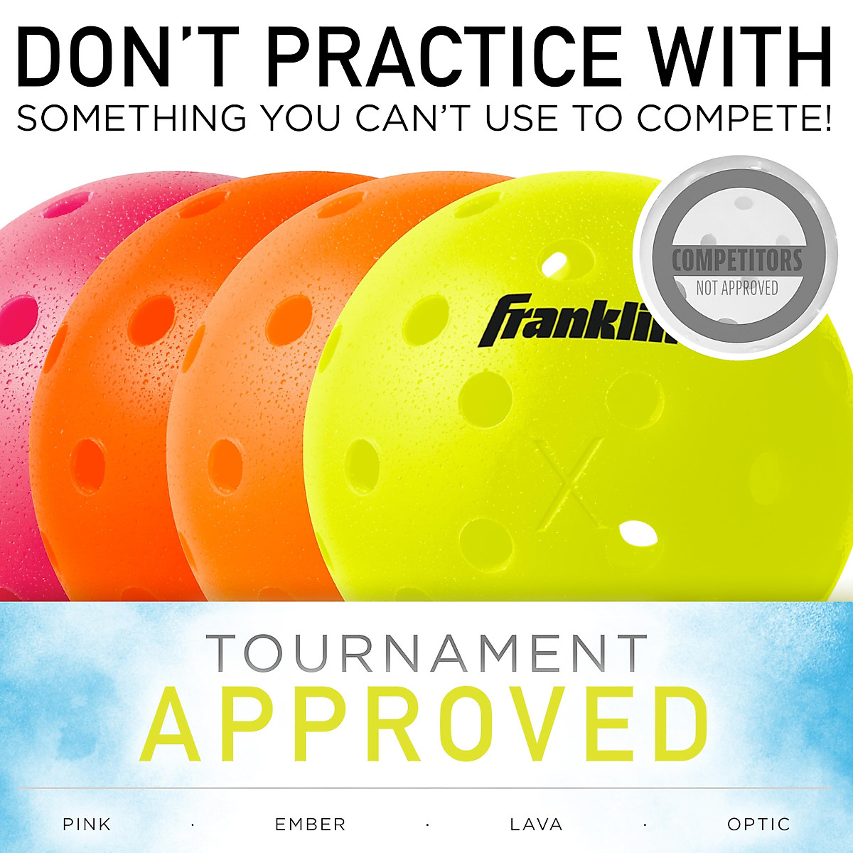 Franklin Sports Outdoor Pickleballs - X-40 Pickleball Balls - USA Pickleball (USAPA) Approved - 3 Pack Outside Pickleballs - Ember - US Open Ball