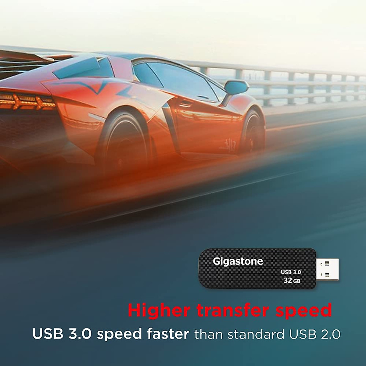 Gigastone Z30 32GB USB3.0 Flash Drive, Capless Retractable Design Pen Drive, Carbon Fiber Style, Reliable Performance & Durable