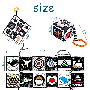 AIyMltd Baby Spiral Hanging Stroller, Black and White Car Seat Toys High Contrast Toy Newborn Sensory Plush Activity Toys for Bed Bassinet Crib Baby Carrier Gifts for 0 3 6 9 12 Months