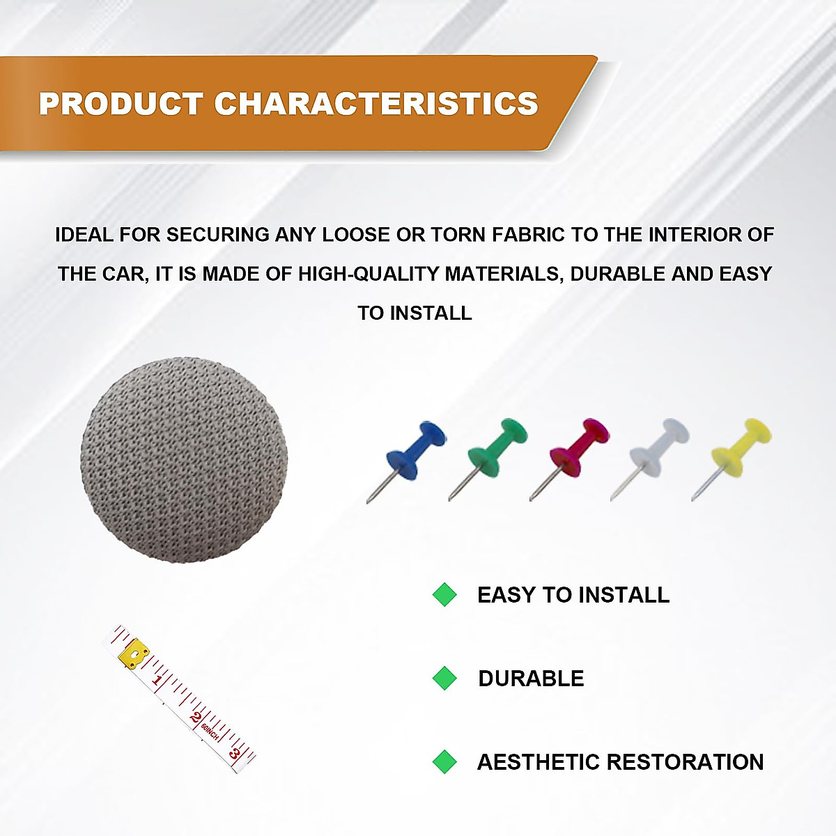 Car Roof Headliner Repair Kit Rivets Repair Button Interior Ceiling Cloth Fixing Repair Buckle with Installation Tool 60Pcs (Grey Grid)