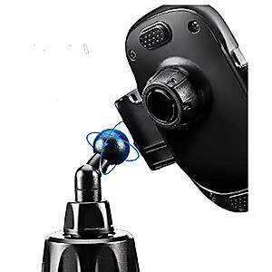 Car Cup Holder Phone Mount W/ Long Gooseneck- Flexible Smartphone Holder, 360° Rotation Feature, 1 Click Release, Universal iPhones 13 11 Pro Max/SE/XS/Max/X/8/7 Plus/Galaxy/Google Pixel (Black)