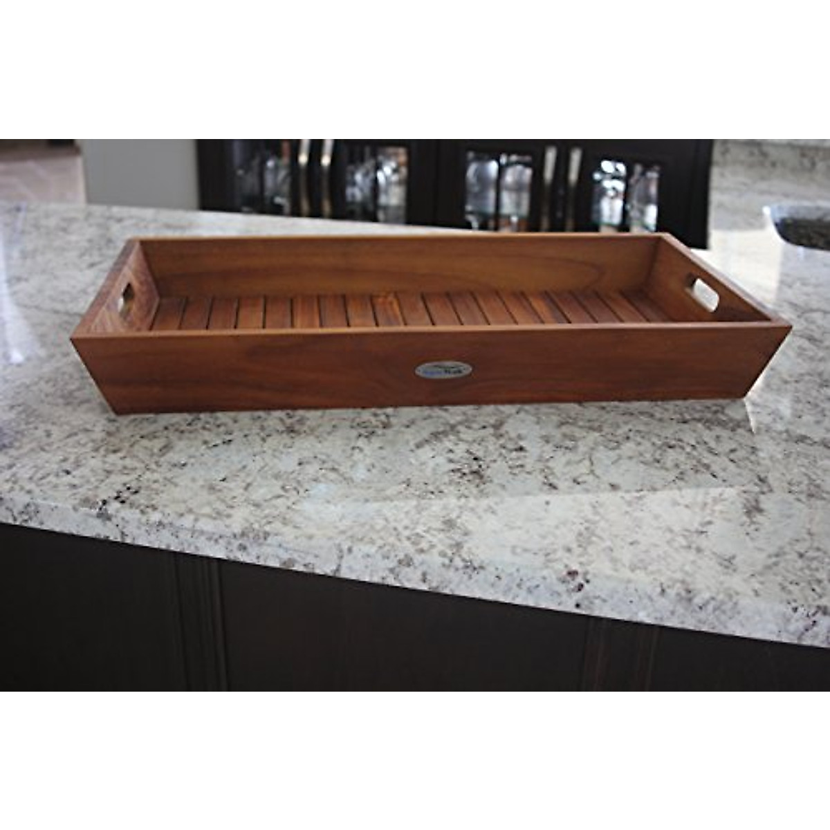 AquaTeak The Original Large Solid Teak Amenities Serving Tray