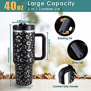 PIMDIR 40 oz Tumbler With Handle And Straw, Double Wall Insulated Mug Stainless Steel Water Bottle With Lid Travel Coffee Cups, Fits Cup Holder,Gifts For Women Men
