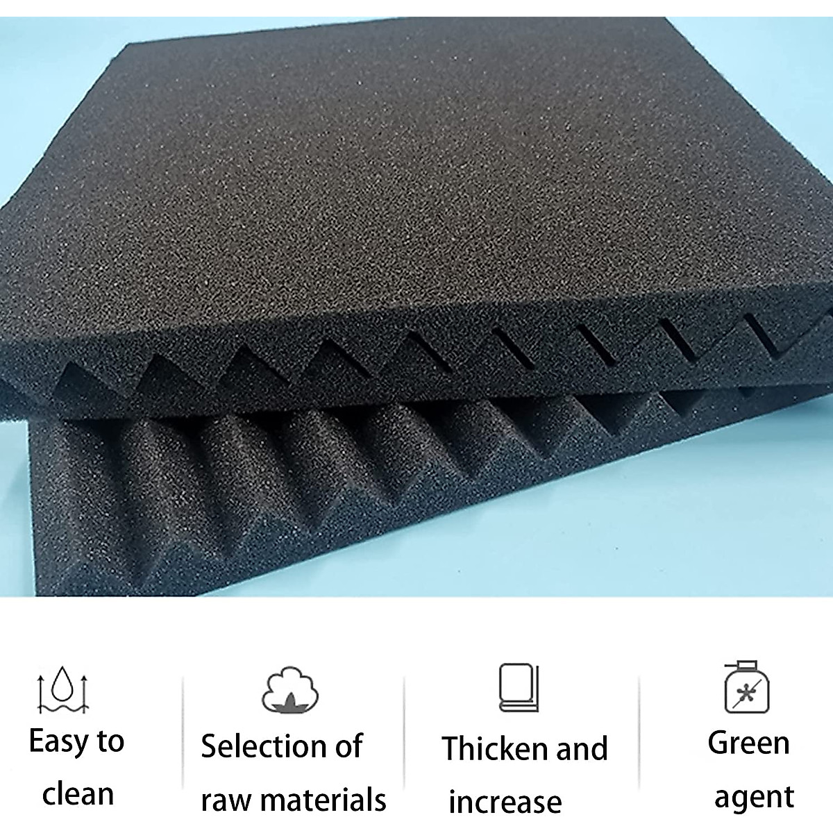 48 Pack Black Acoustic Foam Panels, 1" X 12" X 12" Acoustic Panels Soundproof Studio Foam for Walls Sound Absorbing Panels Sound Insulation Panels, Acoustic Foam Panels (48 PCS)