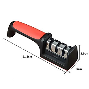 Generic Knife Sharpeners,4-in-1 Professional Stainless Steel Quick Knife Sharpener for Kitchen Knives–Ergonomic and Easy to Use Kitchen Knife Sharpeners with 4 Stage Sharpening Slots (Red and Black)