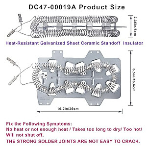 Dryer Heating Element（DC47-00019A）for Samsung, Thermal Fuse（ DC96-00887A） and （DC47-00016A）, Thermostat （DC47-00018A ）Dryer Repair Kit Replacement