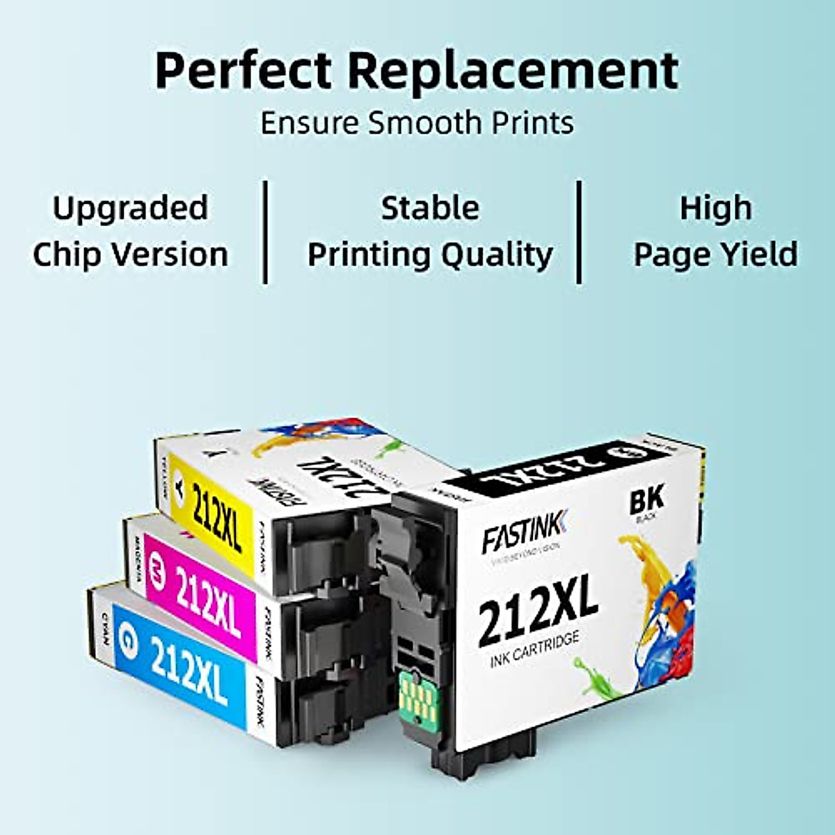 Remanufactured 212XL Ink Cartridges Combo Pack, High Yield,Replacement for Epson 212XL 212 XL,Work with Epson XP-4105, XP-4100, Workforce WF-2830, WF-2850,212XL Ink Cartridges for Epson Printer