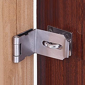 HOWDIA 4 Inch Door Hasp Latch 90 Degree, Stainless Steel Safety Right Angle Padlock Hasp Locking Latch Security Door Clasp Hasp Lock Latch for Push/Sliding/Barn Door, 2mm Thick, Brushed Silver