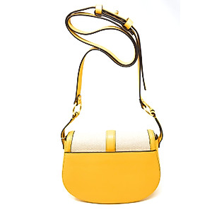 Tory Burch Women's Miller Canvas Quadrant Crossbody Saddlebag (Daylily)