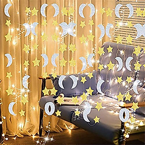 Gold Silver Twinkle Twinkle Little Star Birthday /Baby Shower Decorations Moon and Star Garland Decorations Outer Space Birthday Party Decorations Honey Moon Wedding Engagement