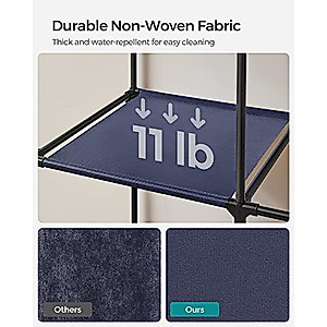 SONGMICS Portable Closet, Clothes Storage Organizer with 6 Shelves, 1 Clothes Hanging Rail, Non-Woven Fabric Closet, Metal Frame, 34.6 x 17.7 x 66.1 Inches, Dark Blue URYG084I02