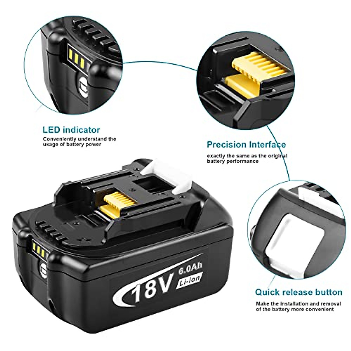 Fancy Buying BL1830 BL1840 Replacement 18V 6000mAh Battery for Makita 18V LXT Lithium-Ion BL1815 BL1830 BL1835 BL1840 BL1845 BL1850 BL1860 LXT400 Cordless Power Tools Battery