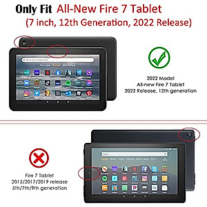 Viclowlpfe All-New Amazon Fire 7 Tablet Case, Fire Tablet 7 Case (Compatible with 12th Generation, 2022 Release), Slim Fit Lightweight Leather Smart Case with Auto Wake/Sleep, Streak