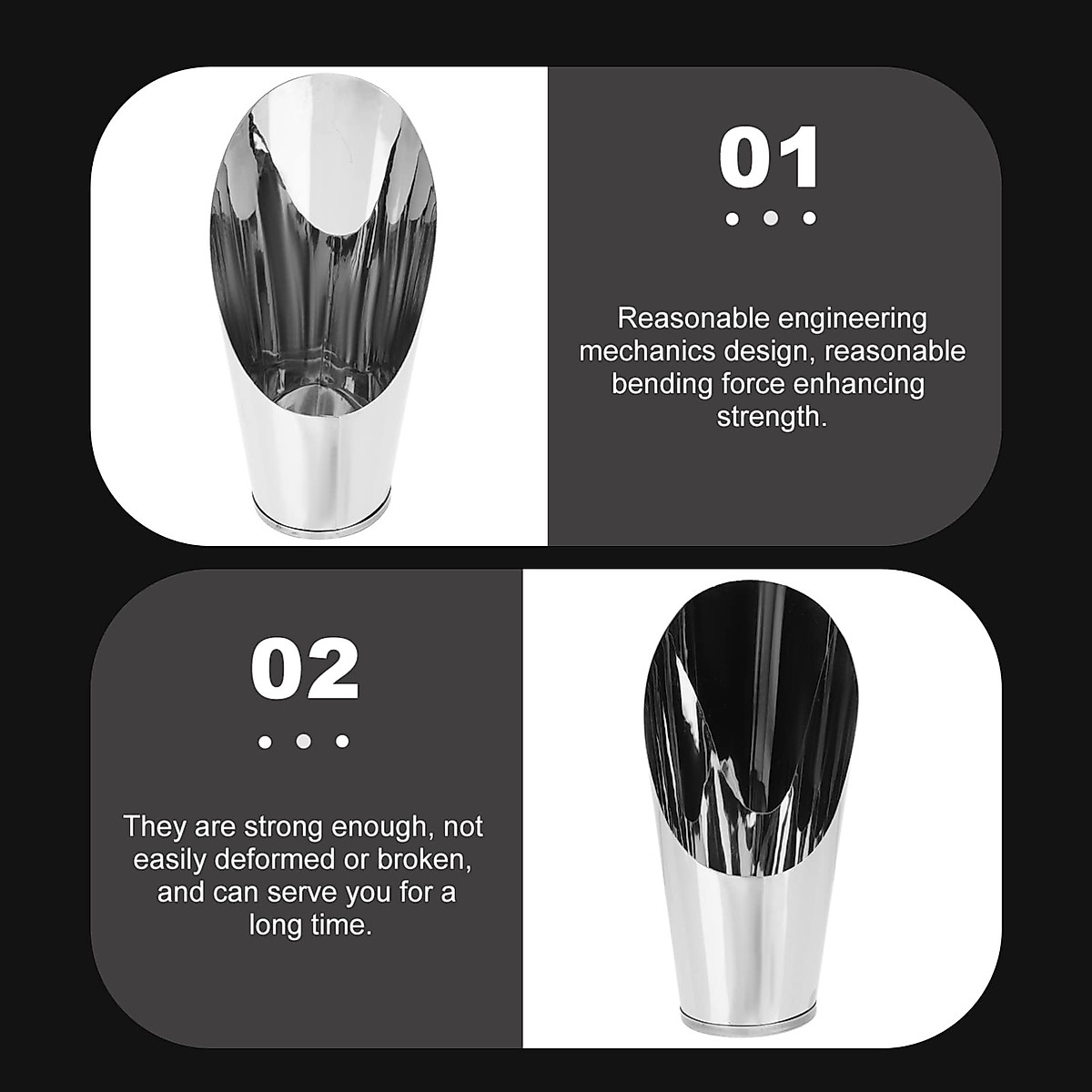 3pcs Soil Shovel Cups Bonsai Soil Scoops Stainless Steel Garden Shovels Small Soil Scoops Gardening Hand Tools Silver