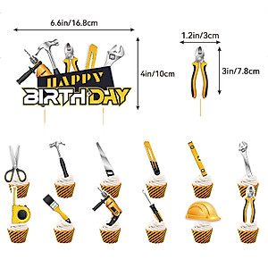Tools Party Decorations Tools Birthday Party Supplies Includes Toolbox Happy Birthday Banner, Cake Topper, Cupcake Topper, Balloons for Tools Themed Party