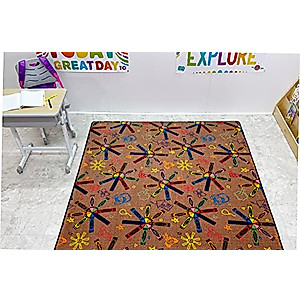 KidCarpet.com FE811-26Y Crayon Scribbles Children's Nylon Area Rug, 6' x 6', Multicolored
