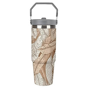 Art Pictures of Leaves Tumbler 30oz Large Capacity Car Cup with Handle Fit in Any Car Cup Holder Stainless Steel Leakproof Insulated Coffee Tumblers with Lid And Straw