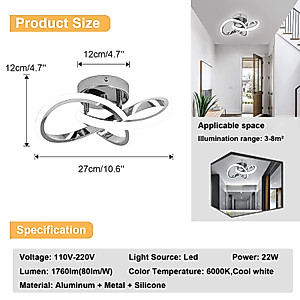 Hallway Light Acrylic Modern LED Ceiling Light Fixtures Cool white 6000K Close to Ceiling Lights for Bedroom Bathroom Kitchen Balcony Corridor Stair Aisle Lamp Curved Creative Design Ceiling lamp