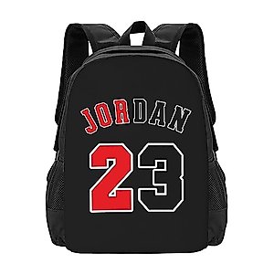 POYOMUK Basketball Number 23 Jordan Lightweight Backpack Casual Daypack Multi-Pocket Bags Waterproof Travel Gym Rucksack for Work Women Men