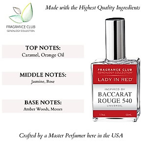 Fragrance Club Genealogy Collection Inspired by Baccarat Rouge 540, 1.9oz. EDP with Orange Oil, Jasmine, Amber Woods. A timeless fragrance for Men or Women