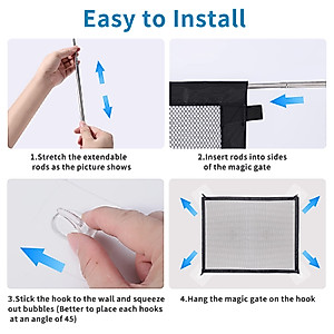 Dellfolen Mesh Dog Gate Magic Pet Gates for The House Wide Gate for Stairs Indoor Outdoor Portable Folding Safety Gate 41 inch X 31.5 inch [New Upgraded], Black