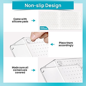 Vtopmart 66 PCS Clear Plastic Drawer Organizers Bins, 4-Size Versatile Bathroom and Vanity Organizer Trays, Non-Slip Storage Containers for Makeup, Jewelries, Bedroom，Kitchen Utensils and Office