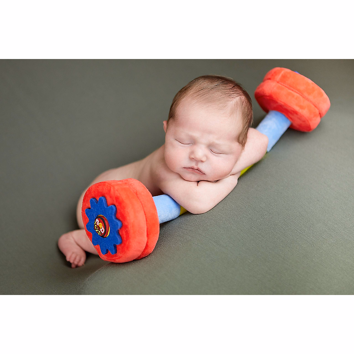 WOD Toys Baby Barbell Plush with Rattle & Sensory Sounds - Safe, Soft & Durable Workout, Exercise and Weightlifting Pretend Play Toys for Toddlers, Newborns, Infants and Babies Ages 0+